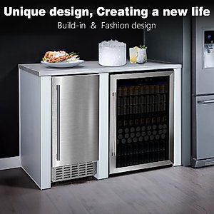 COWSAR Commercial Ice Maker Machine, Nugget Ice, 66lbs/24H Stainless Steel Under Counter Ice Maker, Self-Clean&24H Timer, Commercial Nugget Ice Machine with LCD Display, Ideal for Bar/Cafe/Restaurant