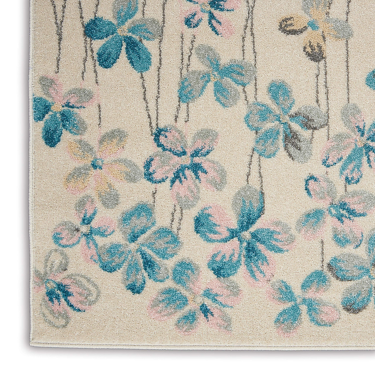 Nourison Tranquil Floral Ivory 5'3" x 7'3" Area -Rug, Easy -Cleaning, Non Shedding, Bed Room, Living Room, Dining Room, Kitchen (5x7)