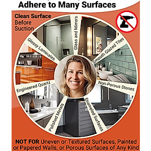 Kitston Suction Cup Hooks are Waterproof Solutions for The Shower, Bathrooms, and Kitchens to Hang Mesh Scrub Loofahs, Towels, Robes, and More, Black, 2 Pack