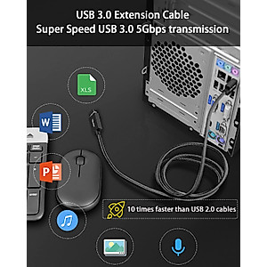 SOLMIMI USB Extension Cable, USB 3.0 A Male to USB A Female Cord, USB Extender Cable Compatible for PS4, PC, Laptop, TV, Headphone, Hard Drive, Keyboard, Mouse, Printer, Webcam (4FT/1.2M, Black)