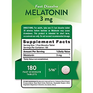 Nature's Truth Melatonin 3mg Fast Dissolve Tablets | 180 Count | Natural Berry Flavor | Vegan, Non-GMO, & Gluten Free Supplement