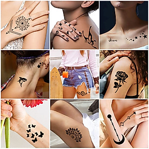 Sixberry 20 Sheets Temporary Tattoos Stencils for Kids, Glitter Henna Face Body Paint Stencil Kit, Girls Flowers Mermaid Boys Dragon Airbrush Art Tattoo for Birthday Halloween Christmas Party Favors