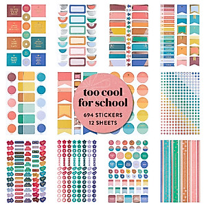 Erin Condren Designer Sticker Book - Too Cool for School, Edition 4 (694 Stickers) Decorative and Cute Stickers for Customizing Planners, Notebooks, and More