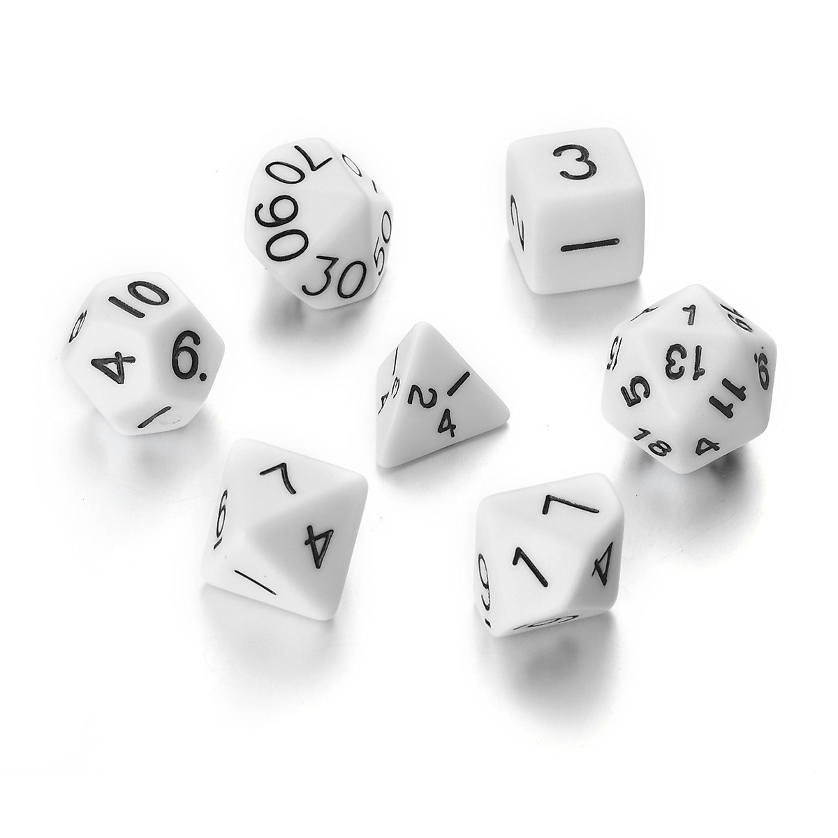 REINDEAR 7 Die Polyhedral Role Playing Game Dice Set with Treasure Chest Dice Container (White)