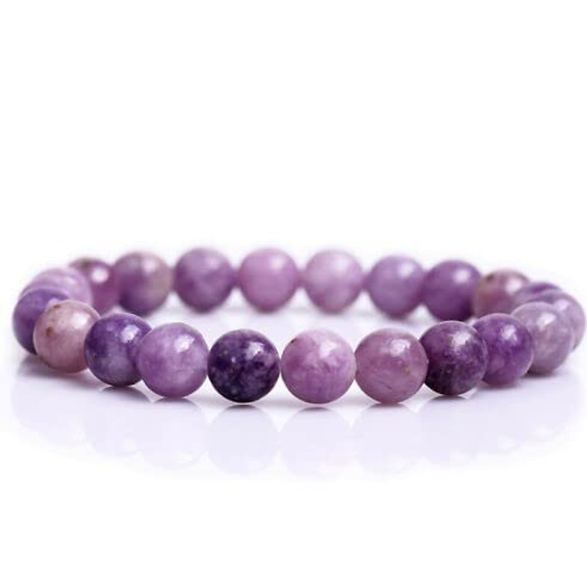 Pachamama Essentials Natural Gemstone Bracelet 7-7.5 In Stretch Gems Stones 8mm Round - Beads Healing Crystals Quartz - Chakra Bracelet (Lepidolite)
