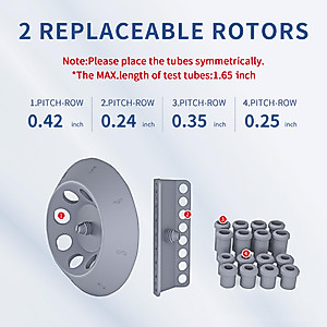 LACHOI Mini Lab Centrifuge Machine 1000-10000RPM Adjustable Time LCD Digital Mini Microcentrifuge Scientific Mini Centrifuge Benchtop with 2 Rotors for 8×0.2/0.5/1.5/2ml Tubes&2×8×0.2ml PCR Strips