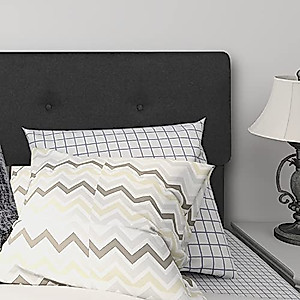 LTMEUTY Full Bed Frame - Metal Platform Bed Frame, Mattress Foundation with Upholstered Headboard, for Boys, Teen, Young, Metal Support and No Box Spring, Gray