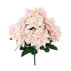 Sweet Home Deco 18’’ Supper Soft Silk Dahlia Artificial Flower Bouquet for Spring Summer Home/Wedding 10 Big Flower Heads (Pink)