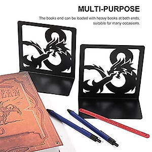 CALIDAKA 1 Pair Book Ends Bookends Dragon Design Black Bookends for Shelves Heavy Duty Book Supports Non-Skid Book Stopper Bookshelf Holder for Office Home School Kitchen