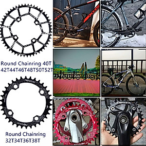 YBEKI 30T 32T 34T 36T 38T 40T 42T 44T 46T 48T 50T 52T Chainring 104BCD Round Oval Narrow Wide Single Bike Chainring for 8 9 10 11 Speed Mountain Bike Road Bike MTB BMX (black round, 34T)