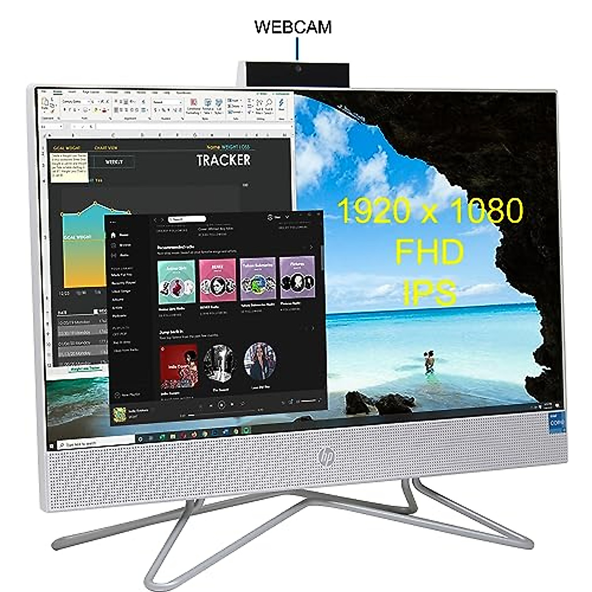 HP 200 G4 21.5" FHD All-in-One Desktop Computer, Intel i3-1215U 6-Core, 16GB RAM, 1TB NVMe SSD, WiFi, Bluetooth, Webcam, HDMI, Windows 11 Pro, White AIO