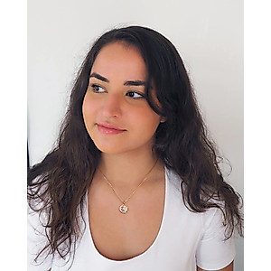 PERNNLA PEARL 18K Gold Cresent Moon Star Sun Pendant Necklaces for Women Dainty Celestial Coin Cute Necklace Layered Chain Necklaces Women Jewelry 18”