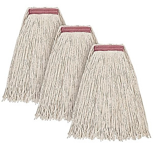 Matthew Cleaning 16oz 3Pack Cotton Floor Mop,Cotton Looped-Open String Heavy Duty String Mop Refills, Universal Headband Blend Mop,Mop Head Replacement for Home, Industrial and Commercial Use(White)