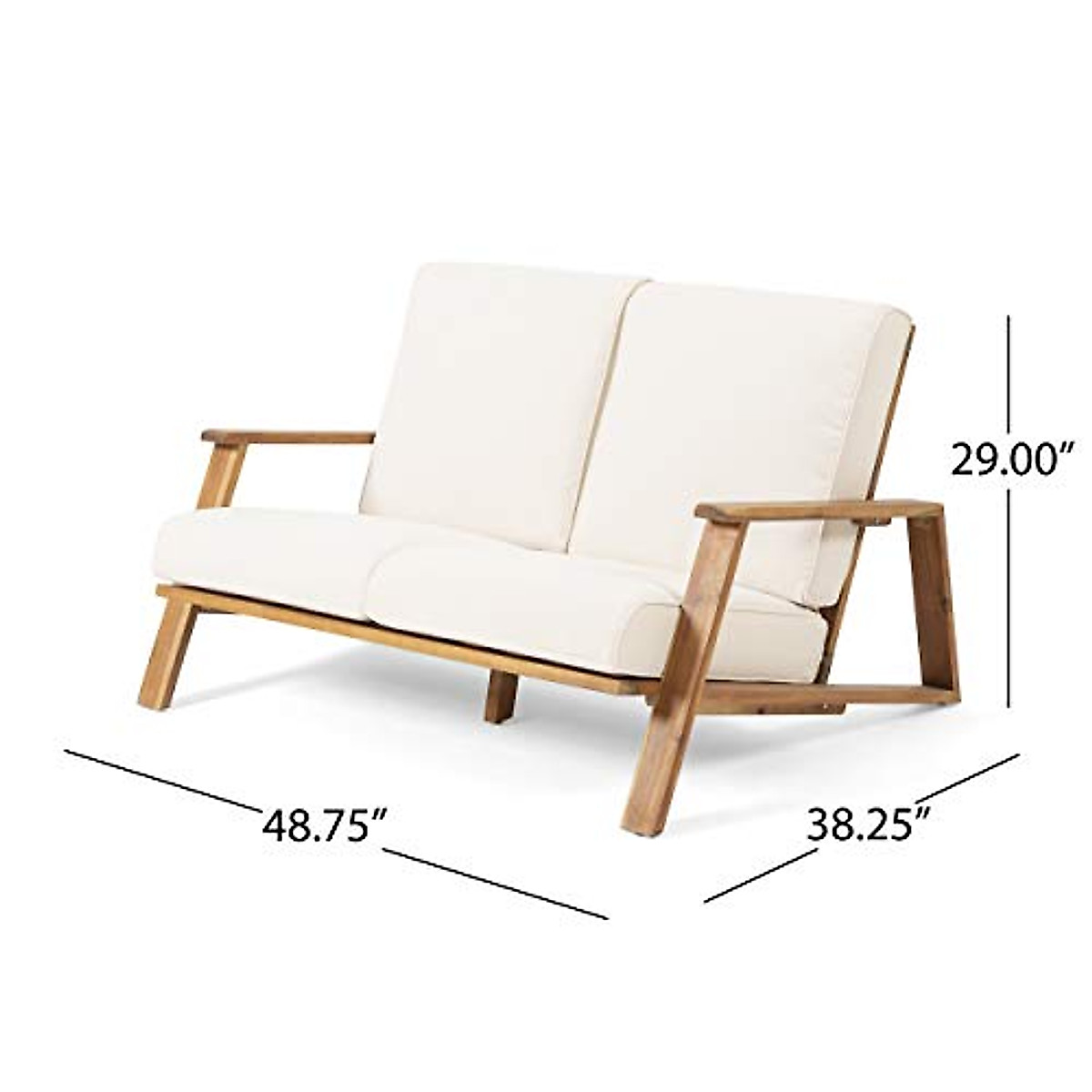 Christopher Knight Home Eartha Outdoor Loveseat Set with Coffee Table, Teak Finish, Beige