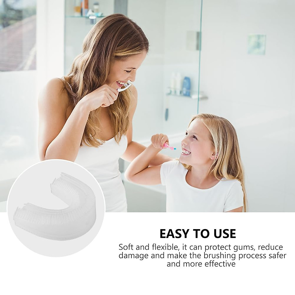 HEALLILY 2pcs U Shaped Toothbrush Head Silicone Automatic Electric Toothbrush Heads Replacement Refill for Electric Toothbrush Accessories