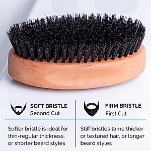 ZEUS Oval Military Beard Brush with Bristle Cleaner, Boar Bristle Beard Brush & Bristle Rake Cleaner Gift Set (Made in Germany) Firm Bristles Q91