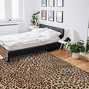 Beauty Decor Non-Skid Backed Area Rugs Soft and Fluffy Indoor Floor Rug Bedroom Carpet, 2' x 3' Space Area Rug - Leopard