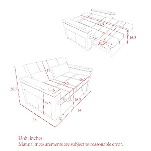 Linique 54'' Convertible Pull-Out Sleeper Sofa Bed with USB Power Outlet, Chenille Upholstered Sleeper Sofabed with Adjustable Backrest/Side Pockets/Cup Holders/Lumbar Pillows (Black)
