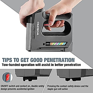 WORKPRO 6 in 1 Cordless Staple Gun, 3.6V Rechargeable Electric Stapler, Charger Included, Staples Excluded