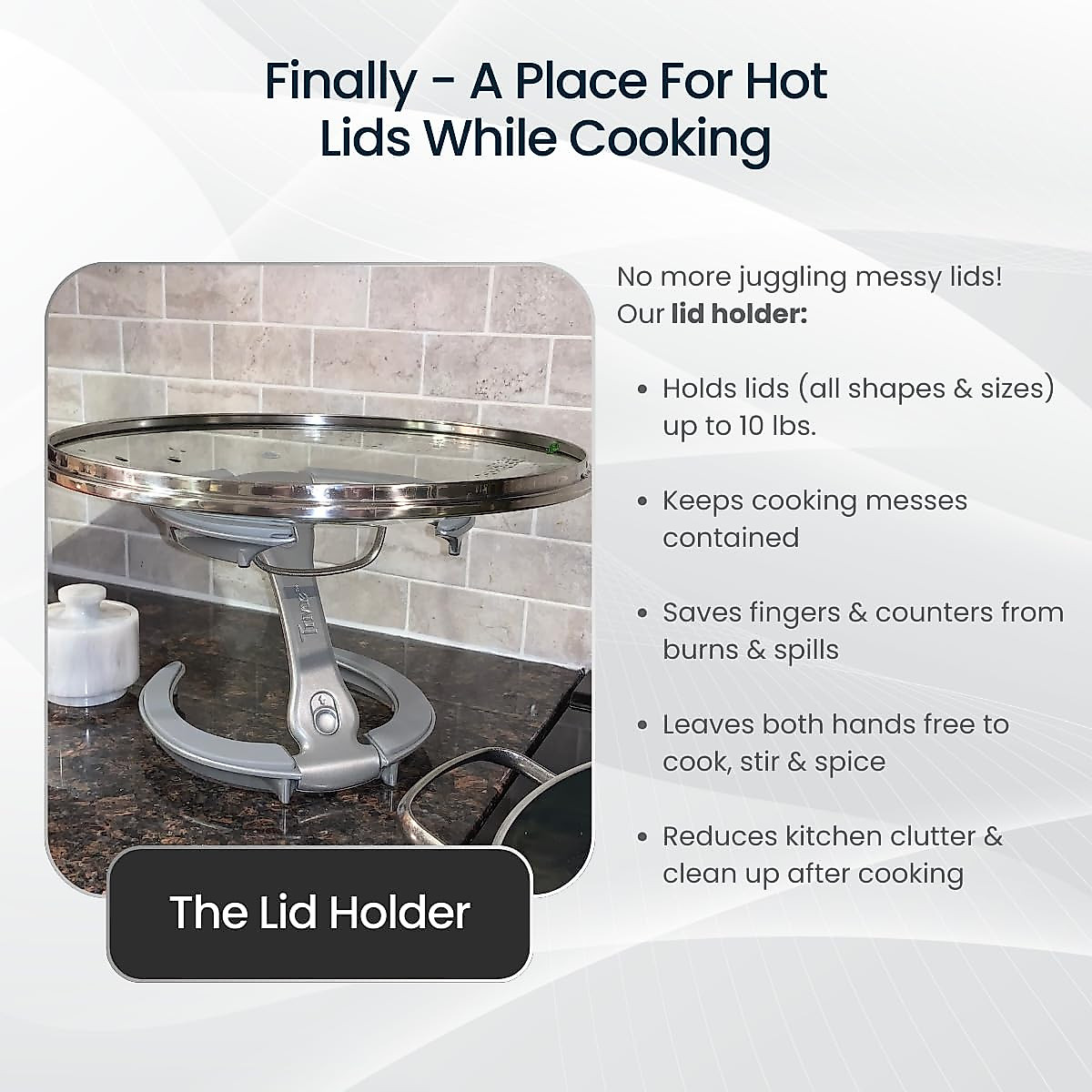 Trivae Unique Patented Pan Lid, Utensil and Pot Holder, Dish / Cake Serving Stand and Trivet in One for The Kitchen Lover