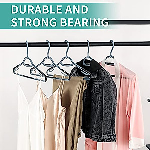 Perfecasa Extra Non Slip Plastic Clothes Hangers 30 Pack, with Sure Grip Rubber, 360 Degree Swivel Hook, Space Saving (Steel Blue/Cool Grey)