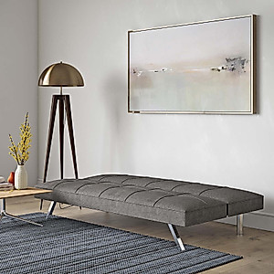 KNAMOTL Convertible Folding Futon Sofa Bed, Lounge Chair Single Bed, Modern Sofa Bed with Metal Frame and Stainless Leg for Living Room Bedroom Office, Grey