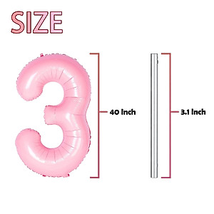 40 Inch Large Number Balloons Pink Mylar Foil Big Number 1 Giant Balloon Birthday Party Decoration