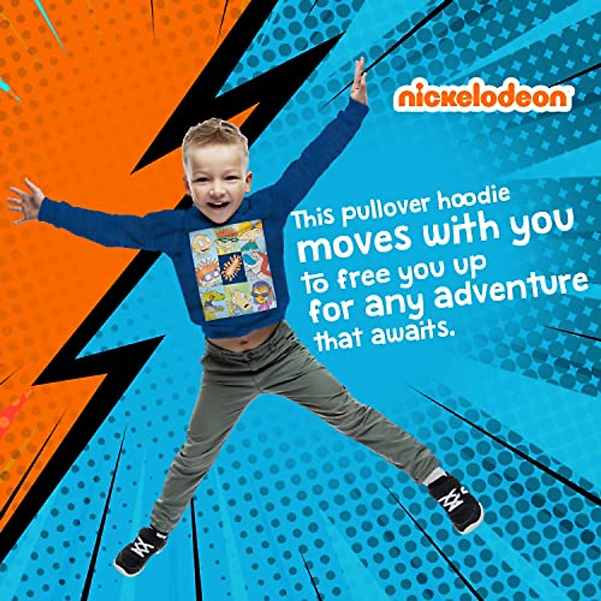 Nickelodeon 2 Pack Spongebob and Rugrats Soft Fleece Hoodies for Boys, Lightweight Graphic Pullover Sweatshirts