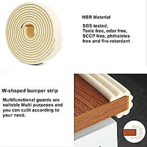 Baby Proofing Safe Edge & Corner Guards Cushion 13ft - Thickened Child Safety Furniture Bumper & Table Protectors. Pre-Taped Corners(W Beige)