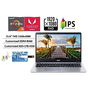 Acer 2021 Newest Aspire 5 15.6" FHD 1080P Laptop Computer AMD Ryzen 3 3200U (Beat i5-7200u) 16GB RAM 512GB SSD+1TB HDD Backlit KB Fingerprint WiFi6 Bluetooth HDMI Windows 10 with E.S32GB USB Card