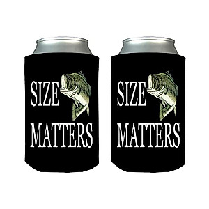 Funny Fishing Size Matters Joke Collapsible Beer Can Bottle Beverage Cooler Sleeves 2 Pack