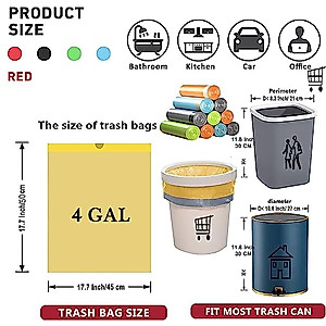 DDSColour 4 Gallon Small Trash Bags Drawstring,for Kitchen Bathroom Yard Office Car Unscented Plastic Yellow Trash bags, Fit 10-13 Liter Trong Small Drawstring Trash Bags Can Bin Liners 75 Count