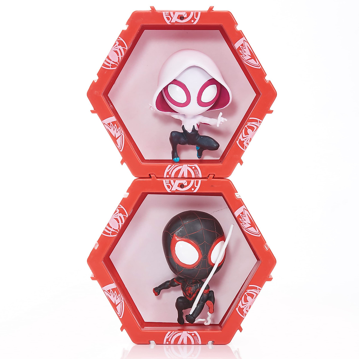 WOW! PODS Spiderman Twin Pack - Light-Up Bobble-Head Figures | Marvel Miles Morales & Spider Gwen, 4 inches
