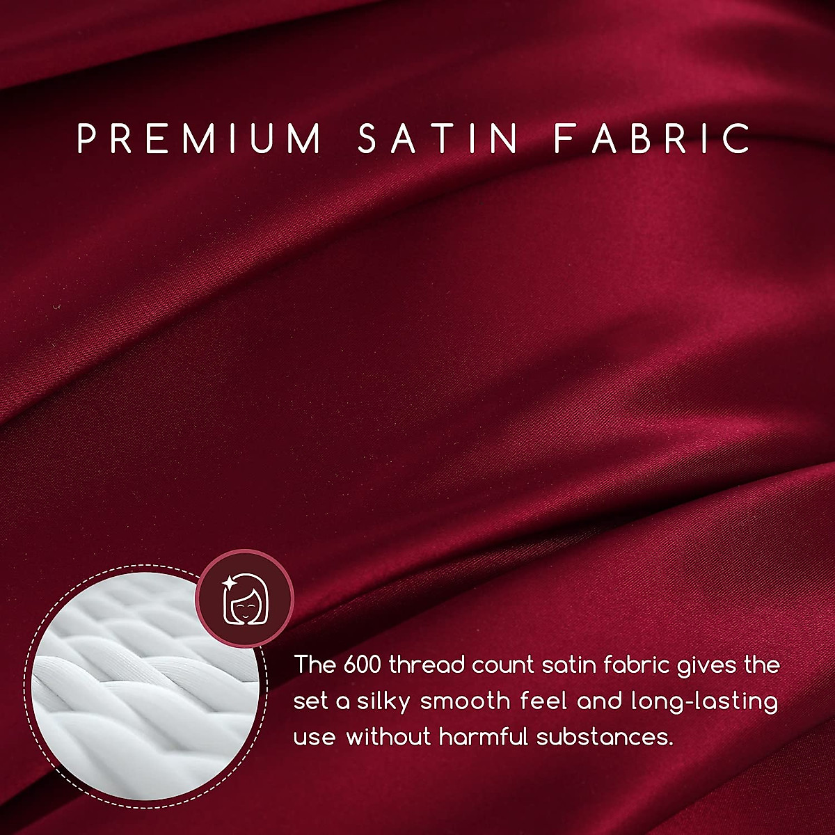 MR&HM Satin Bed Sheets, King Size Sheets Set, 4 Pcs Silky Bedding Set with 15 Inches Deep Pocket for Mattress (King, Burgundy)