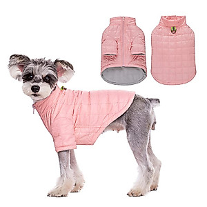 Small Dogs Winter Warm Coat, Water-Resistant Fleece Puppy Vest, High Collar Warm Padded Rainproof Snowsuit, Lightweight Outdoor Windproof Dog Clothes with Zipper and D Ring, Doggie Puffer Jacket