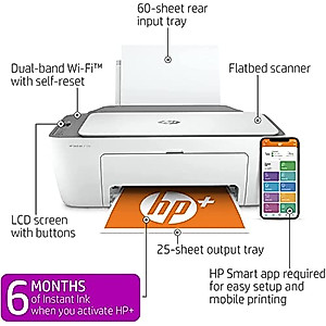 HP DeskJet 27 55e Inkjet All-in-One Color Printer I Print Copy Scan I Wireless & Mobile Printing I USB Connectivity I Up to 5.5 ppm I Up to 4800 x 1200 dpi + Printer Cable
