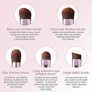 5Pcs Eyeshadow Brush Set, Portable Eye brushes, Premium Eye Makeup Brush, Eyeliner Brush, Angled Brush by YUESHENNAN (pink).