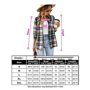 ClearFlower Womens Fall Fashion 2022 Plaid Shackets Flannel Jacket Casual Long Sleeve Button Collared Neck Oversized Shirts Green L