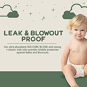 Happy Little Camper Ultra-Absorbent Hypoallergenic Natural Disposable Baby Diapers, Chlorine-Free Protection for Sensitive Skin, Crawler, Size 3, 92 Count