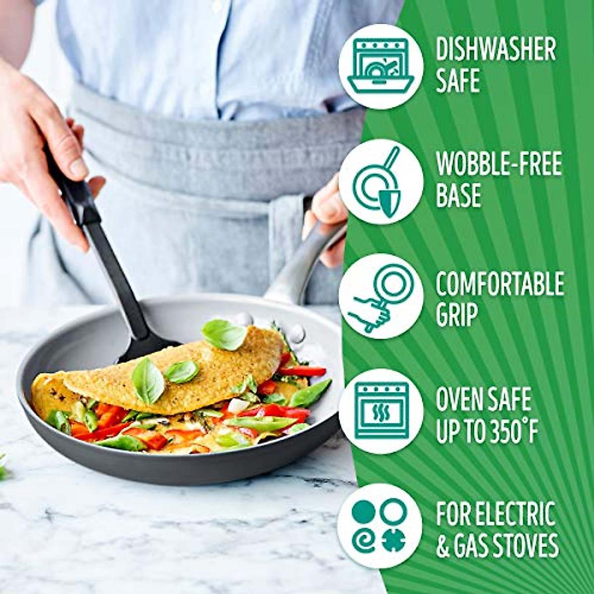 GreenLife Pro Hard Anodized Healthy Ceramic Nonstick, 12 Piece Cookware Pots and Pans Set, PFAS-Free, Dishwasher Safe, Oven Safe, Grey