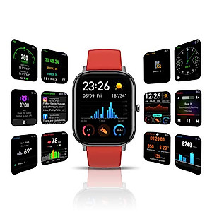 Amazfit GTS Fitness Smartwatch with Heart Rate Monitor, 14-Day Battery Life, Music Control, 1.65" Display, Sleep and Swim Tracking, GPS, Water Resistant, Smart Notifications, Vermillion Orange