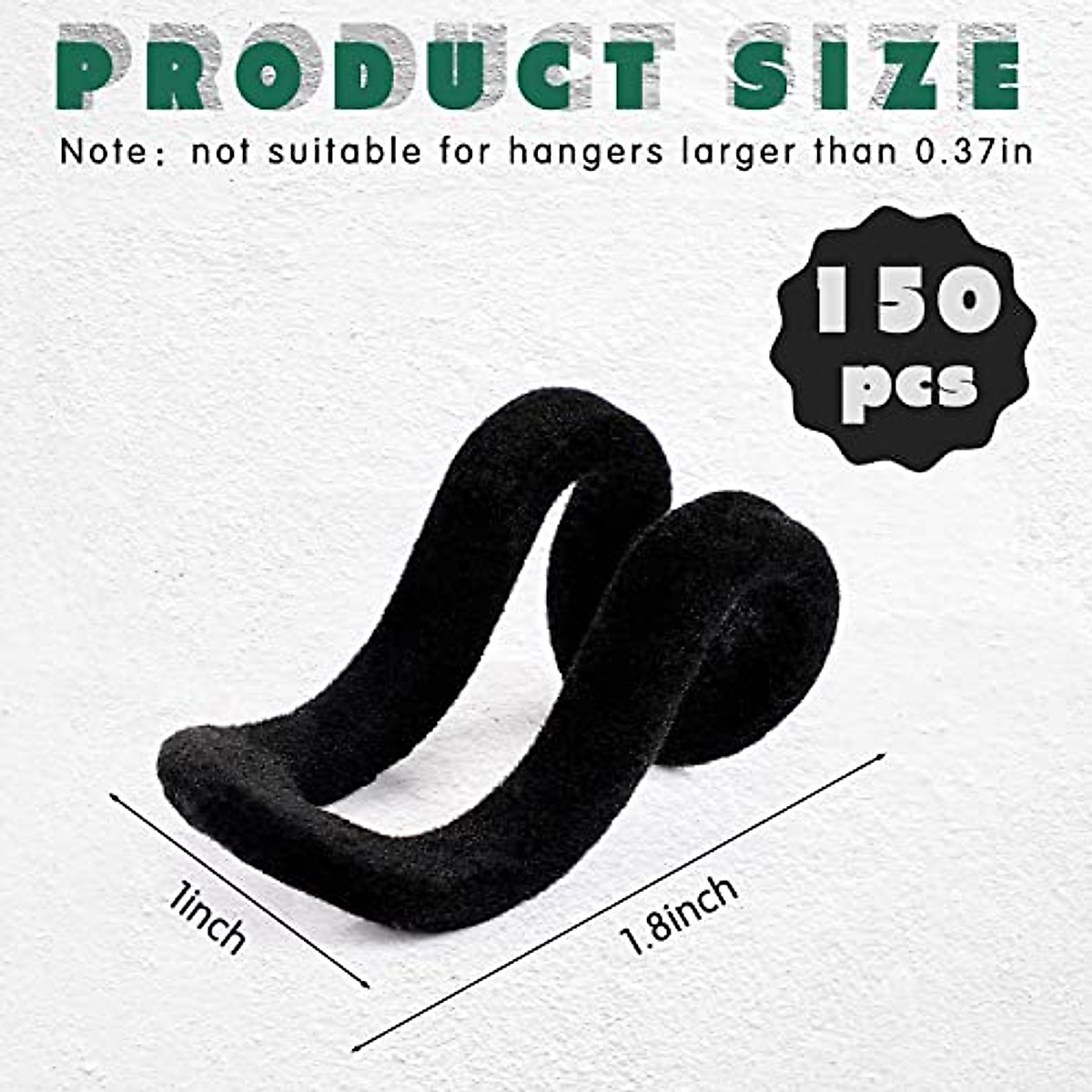 150 Pcs Velvet Clothes Hanger Connector Hooks, Hanger Extender Clips, Space Saving Cascading Hanger Hooks for Organizer Closet, Black