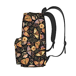 FREEHOTU Moth Butterfly Witchy Backpack For Men Women With Adjustable Padded Shoulder Straps Daypack For College Travel