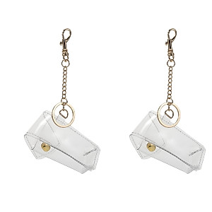 VALICLUD Clear Lipstick Keychain 2 pack keychain holder lip balm keychain holder keychain cap Keychain Clear