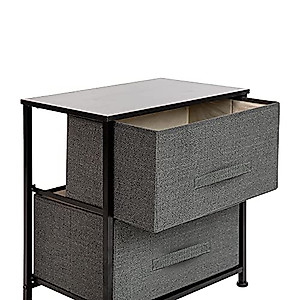 Flash Furniture 2 Drawer Storage Organizer - Black Cast Iron Frame and Wood Top - 2 Easy Pull Dark Gray Fabric Drawers