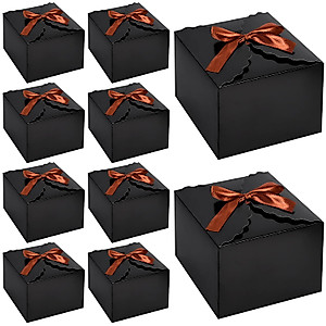 VGOODALL 10PCS Gift Candy Boxes, Black Treat Box with Ribbon Paper Candy Boxes for Wedding Cookie Chocolates Small Gifts