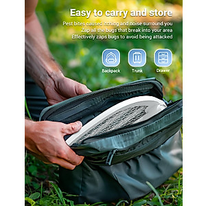 YISSVIC Electric Fly Swatter Foldable Bug Zapper Racket 2 in 1 Mosquito Killer with Purple Attractant Light Rechargeable 1800mAh for Indoor Home Backyard Patio Camping