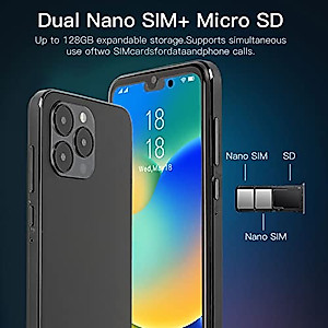 Syrisora I14 Pro Max Phone 6.1 Inch for Android 11 Unlocked Cell Phone 4GB 32GB 6800mAh 1440x3200 Front 8MP Rear 16MP 100‑240V Black(#2)