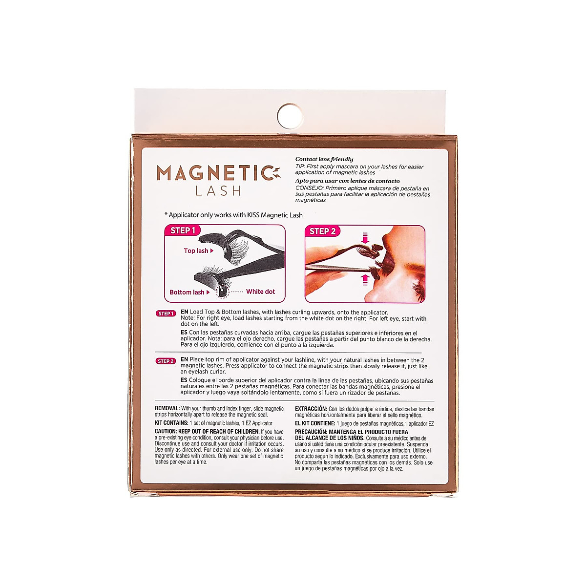 KISS Magnetic Lash 02, Synthetic False Eyelashes with Magnets Under and Over Your Upper Lashes, No Glue Needed, Lightweight, Reusable, Contact Lens Friendly, Cruelty Free, with Lash Applicator, 1 Pair