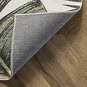 nuLOOM Elen Machine Washable Natural Leaves Area Rug, 5' x 8', Olive